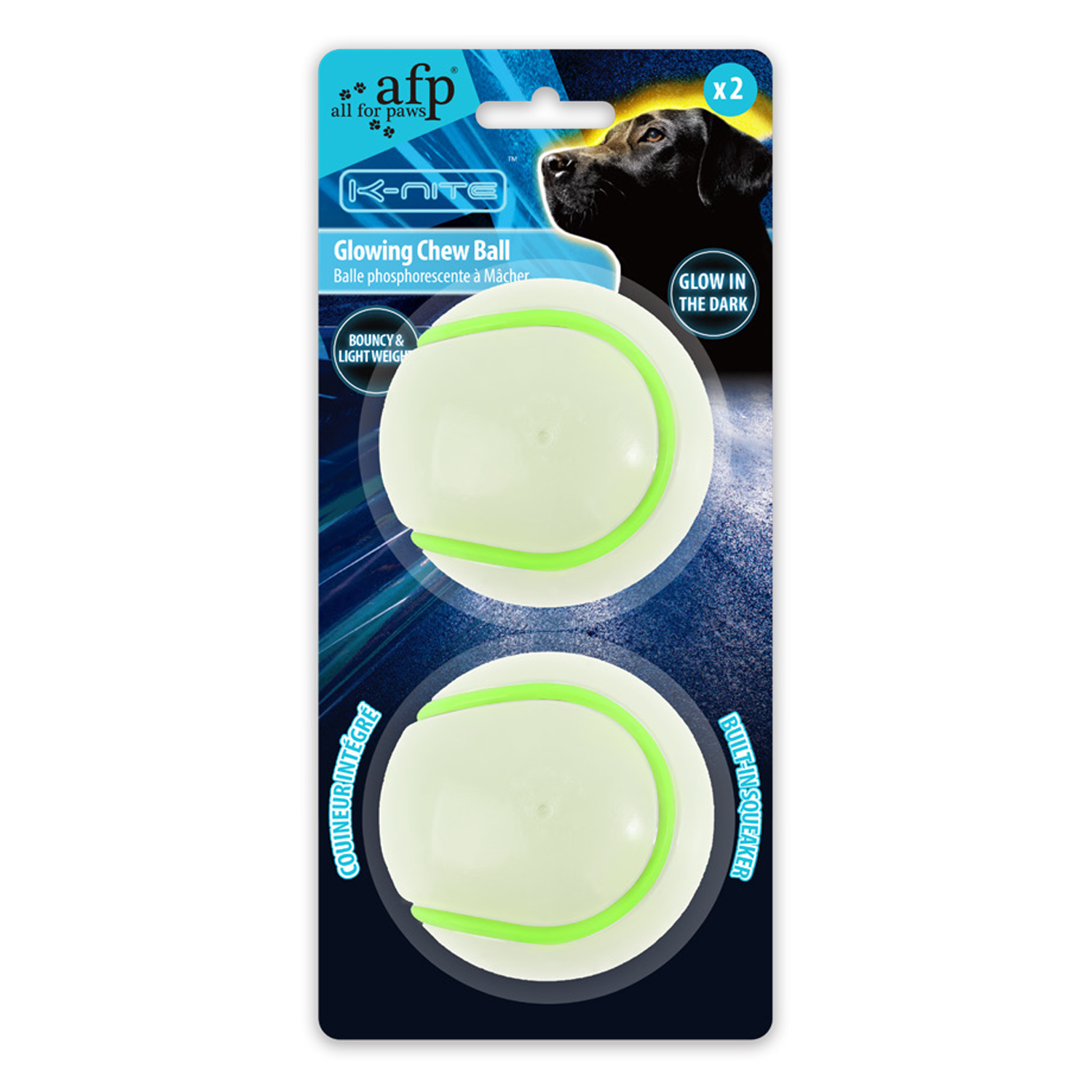 AFP K-Nite Glowing Tennis Ball 2pk 6.6cm